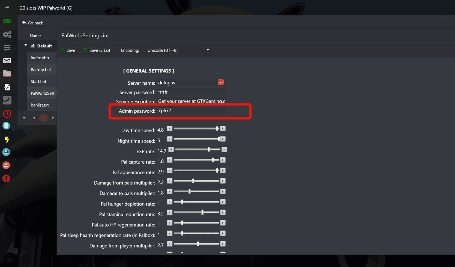 Palworld Game Server Admin Commands