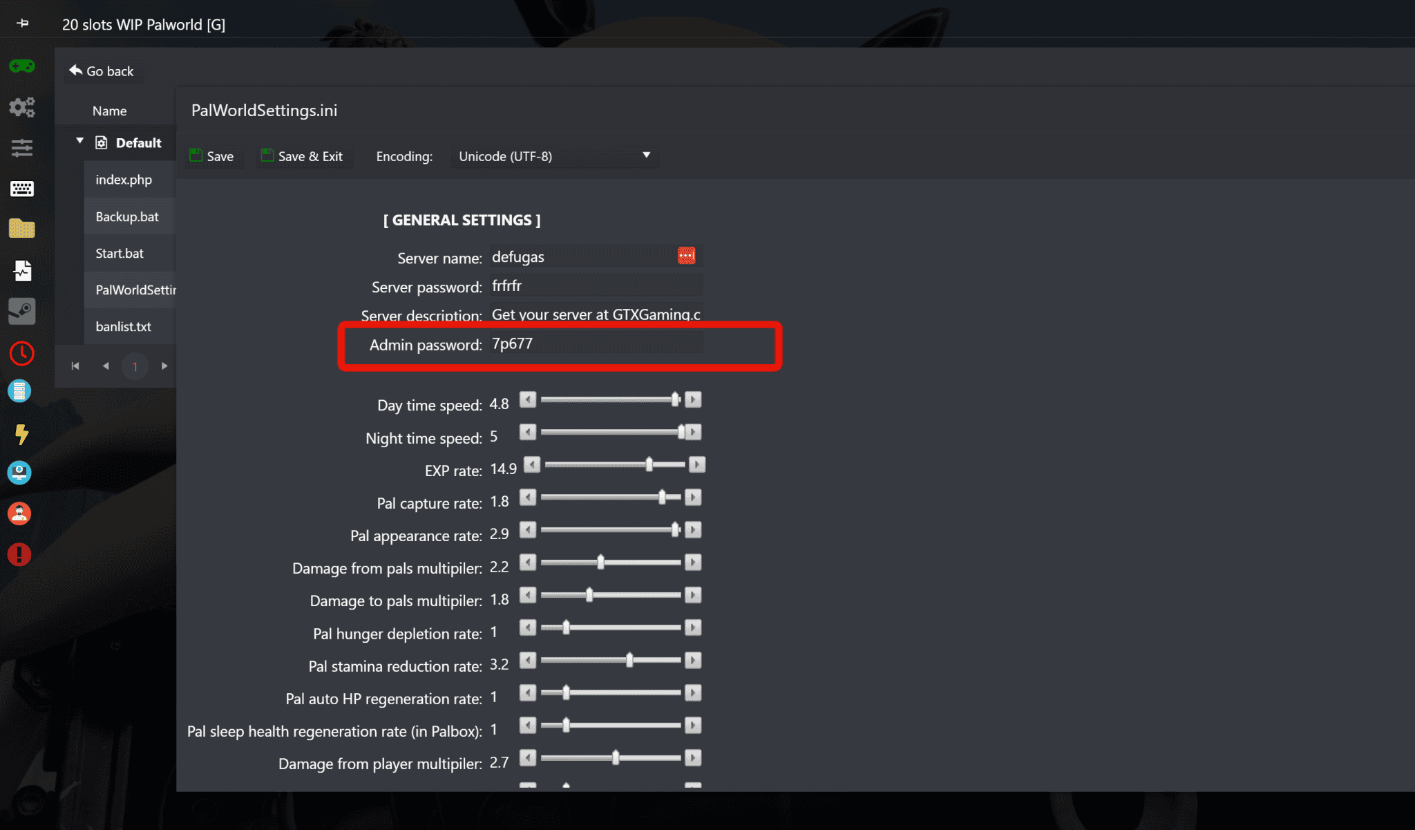 Palworld Game Server Admin Commands