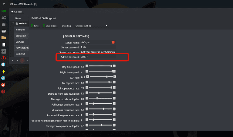Palworld Game Server Admin Commands